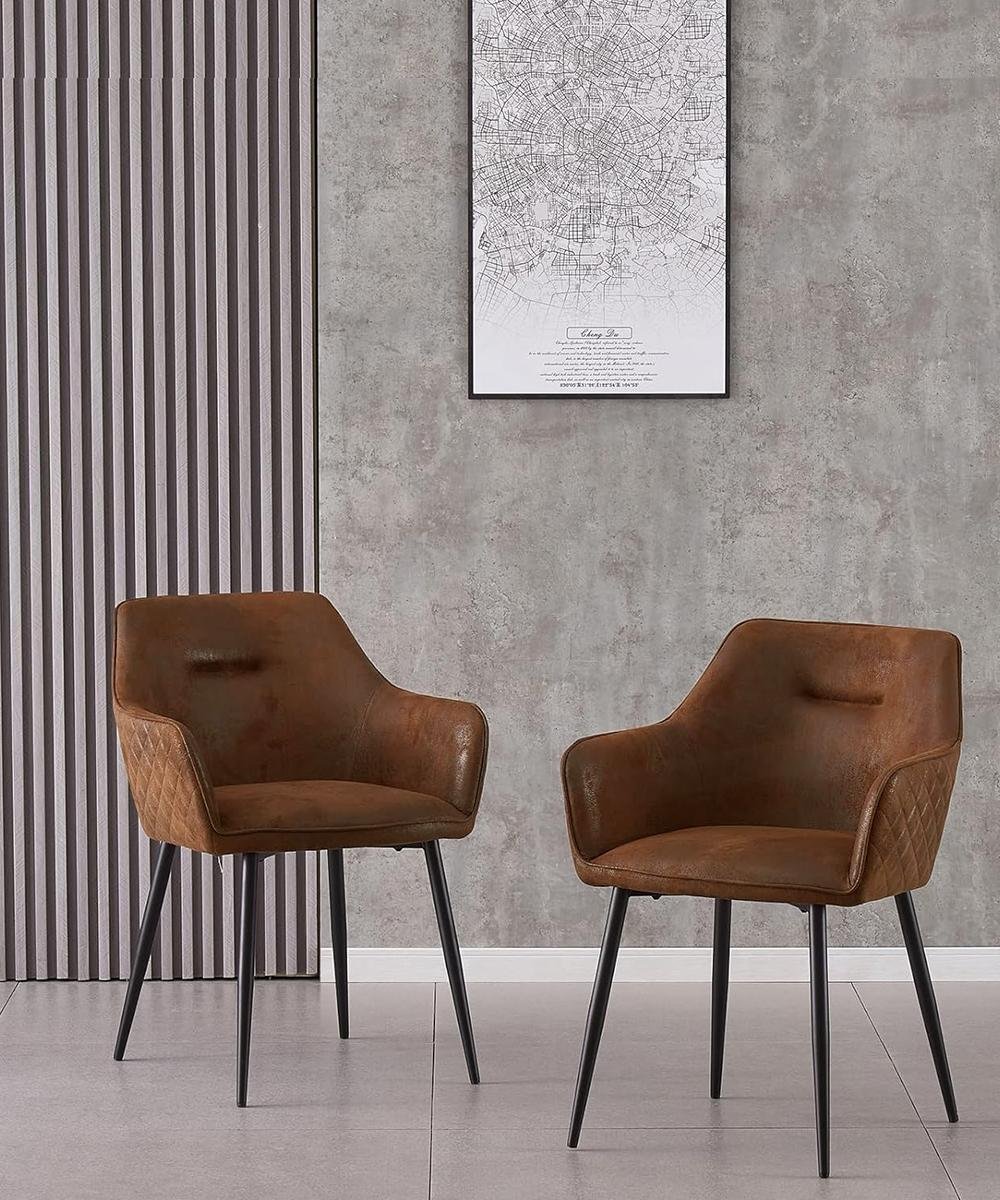 Brown Faux Suede Dining Chairs | Amariara Home Furniture