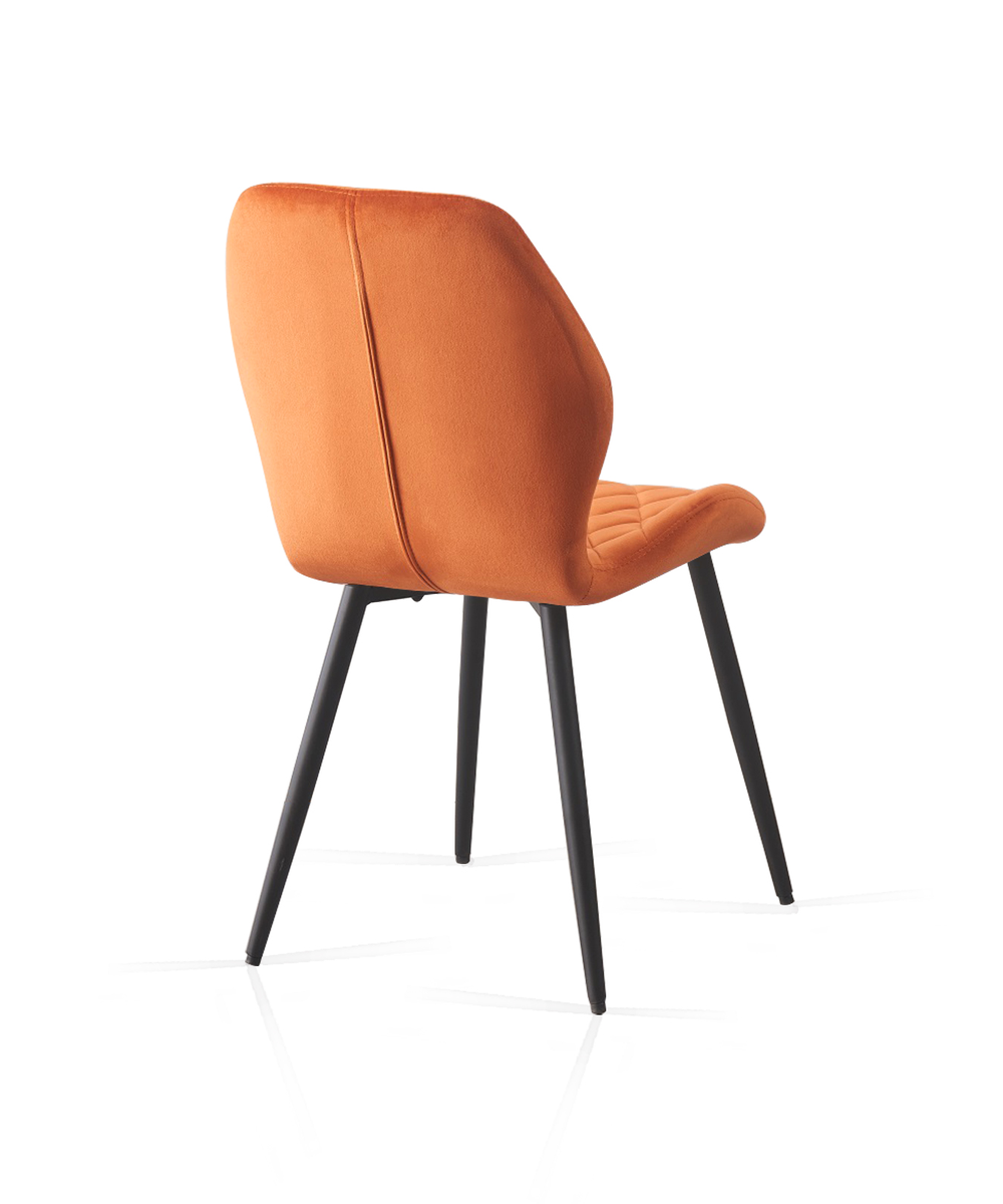 Orange Velvet Dining Chair with Diamond Stitching (Set of 2) | Amariara ...